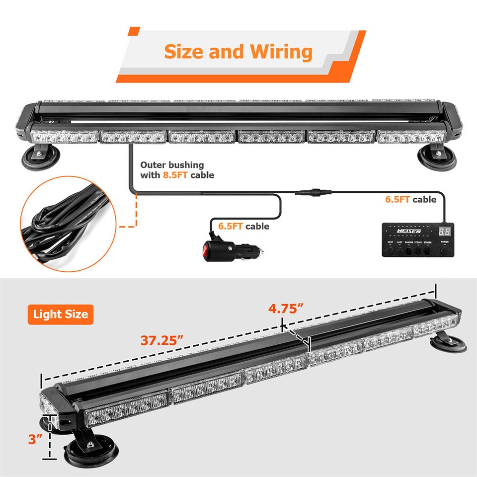 28 Mode Strobe Light Bar Rooftop Double Side Emergency Warning 78LED ...