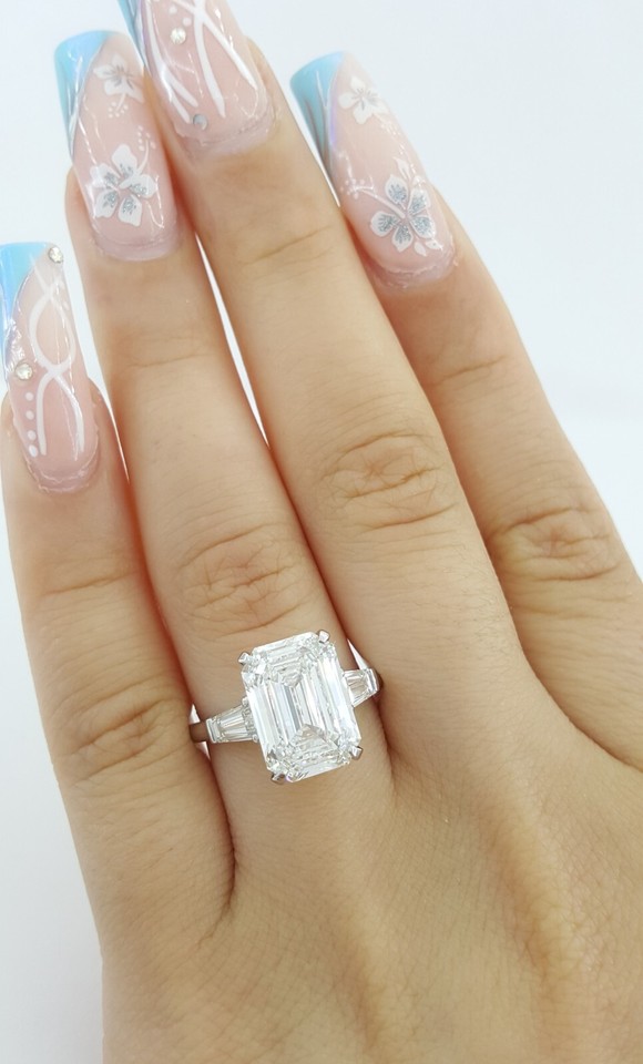 Graff Promise Emerald Cut Diamond 3-Stone Engagement Ring 5.91 ct ...