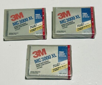 3M Mc 3000 XL Mini Data Cartridge Pima Format 340MB, (3 BN Cartridges ...