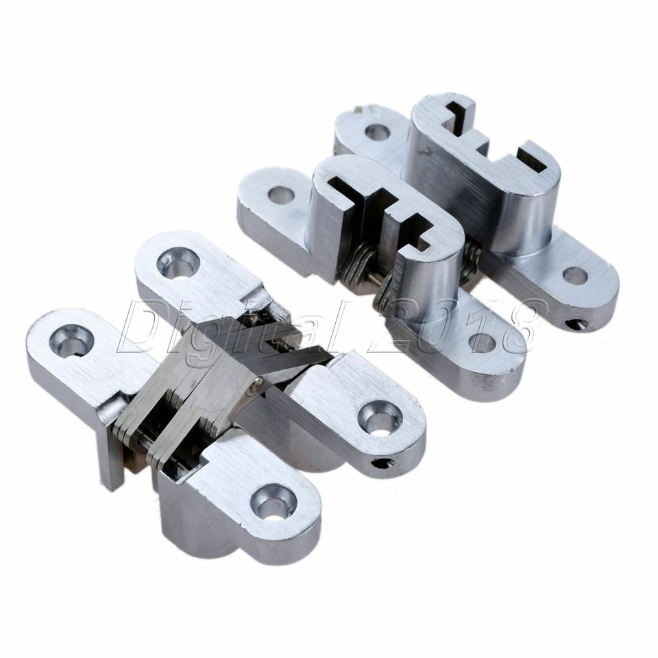 2 Pcs Elegant Heavy Duty Foldable Consealed Cross Door Hinges Stainless ...