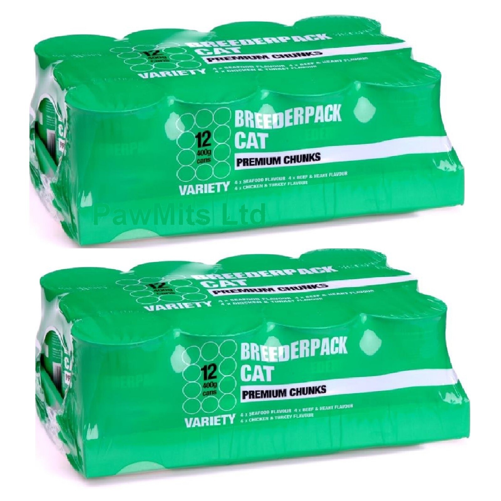 CAT PREMIUM CHUNKS x24 - 400g (12pack x2) - Breeder Pack Tinned bp ...