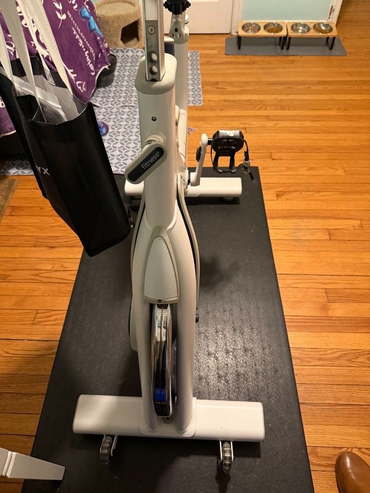 MYX Fitness Bike - White - Barley Used - Great Shape - Mat and Monitor ...