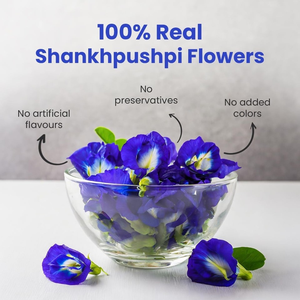 BLUE TEA - Shankhpushpi Flower Tea - 60 gm - 120+ Cups | Anti Oxidant ...