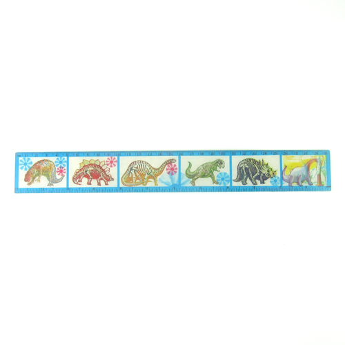 Vintage Dinosaur Skeleton Lenticular 12" Ruler 3D Magic Motion Hologram ...