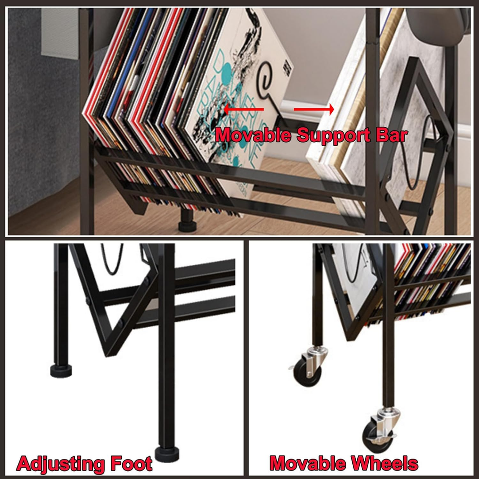 Saiduoduo Vinyl Record Player Stand, Record Player Table with Storage ...