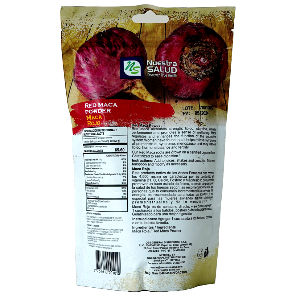 Red Maca Roja Powder Libera el poder de la Maca Roja Peruana (200g ...