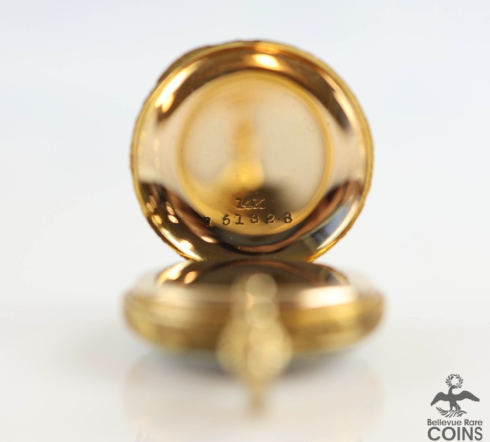 Vintage A. Stowell & Co. 14k Yellow Gold Floral Open Face Pocket Watch ...