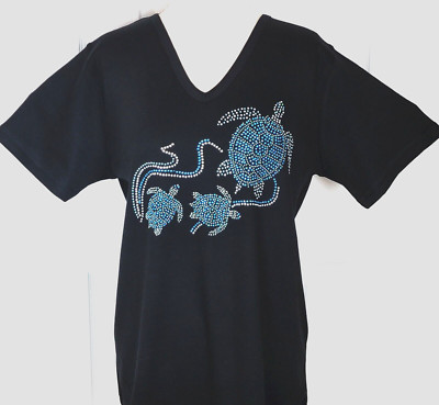 Plus Size 1X 2X or 3X Embellished Rhinestone Blue Sea Turtles Top | eBay