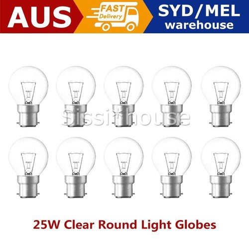 10X 25W Clear Fancy Round Light Globes Bulbs Lamps Bayonet Cap B22 Warm ...