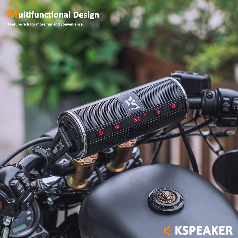 Motorcycle Speakers Bluetooth Waterproof Radio Audio System Built-In ...