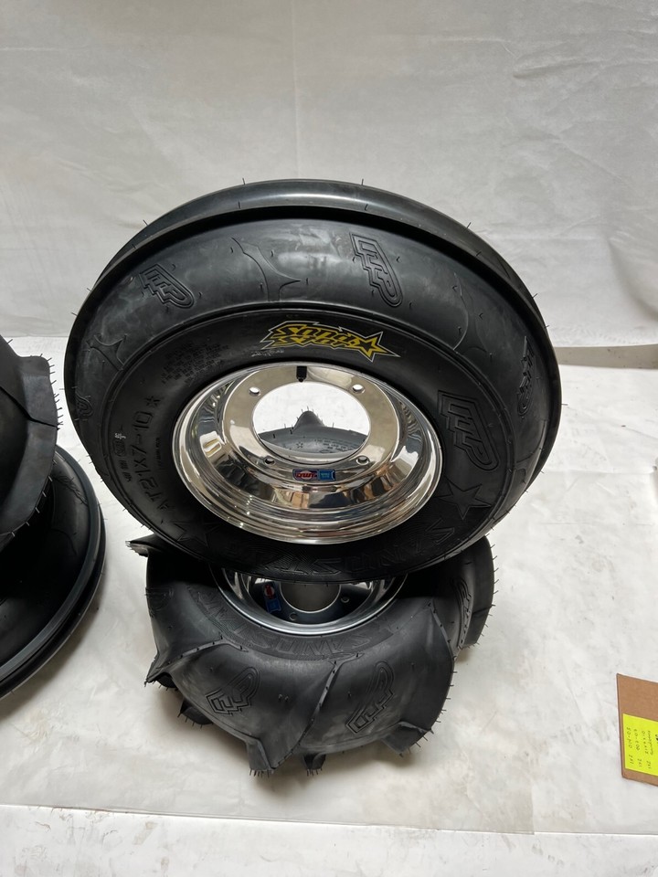 ITP SAND STAR PADDLE TIRES DWT POLISHED RIMS FRONT/REAR RAPTOR YFZ450 ...