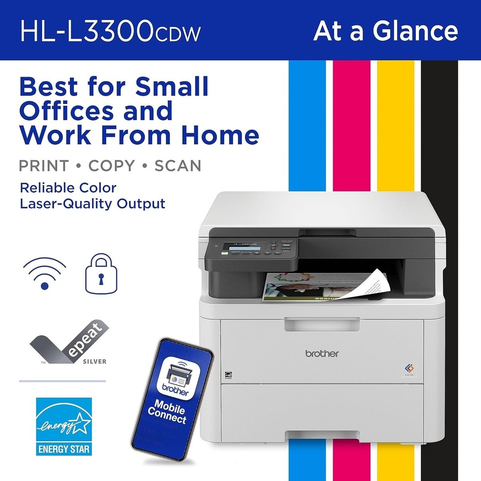 Brother HL-L3300CDW Color Laser Multi-Function Printer, Duplex & Mobile ...