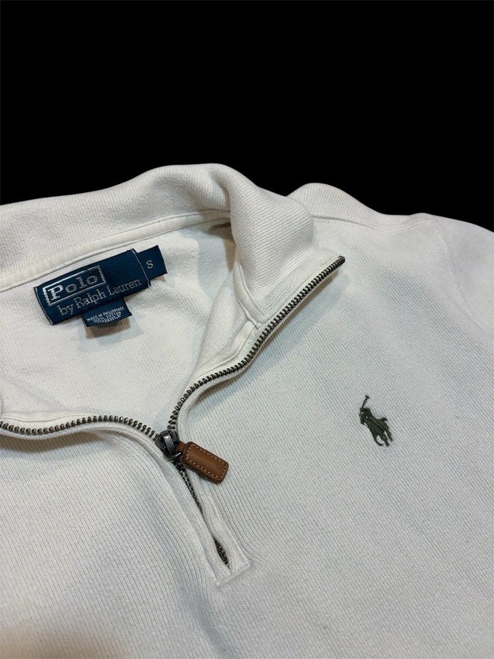 Vintage Polo Ralph Lauren White/Cream Quarter zip Sweater Size S | eBay