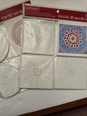 NEW 2 Sets Of 4 Craft Smart Mandala Painting Round And Square Canvas ...