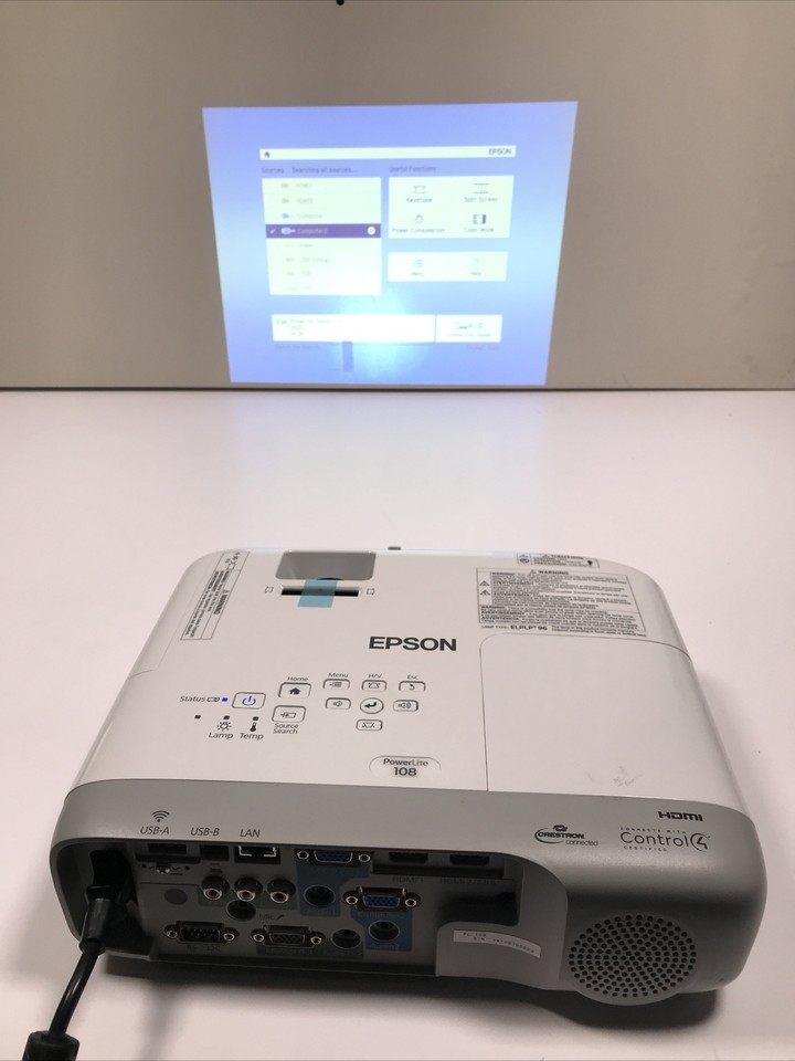 Epson Powerlite 108 3LCD ANSI HDMI Projector 3700 Lumens H860A 3332 ...
