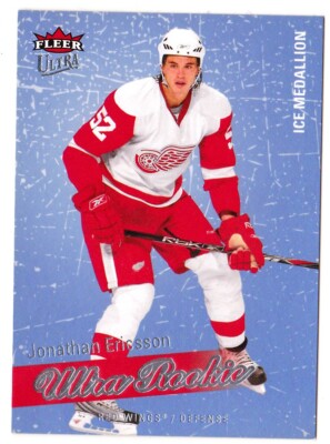 08-09 Fleer Ultra Jonathan Ericsson /100 Rookie Ice Medallion Red Wings ...