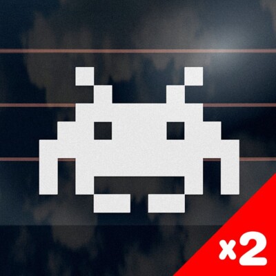 2 x SPACE INVADERS Stickers 120mm Retro 8 bit retro arcade game vinyl ...