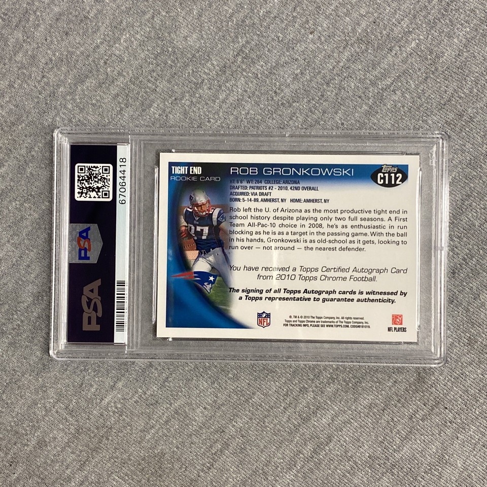 2010 Topps Chrome #C112 Rob Gronkowski Running PSA 9 MINT Rookie Auto ...