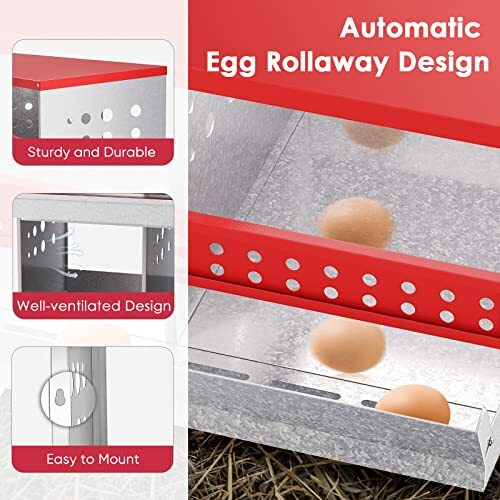 Chicken Nesting Boxes, 3 Hole Nesting Box for Chickens with Egg ...