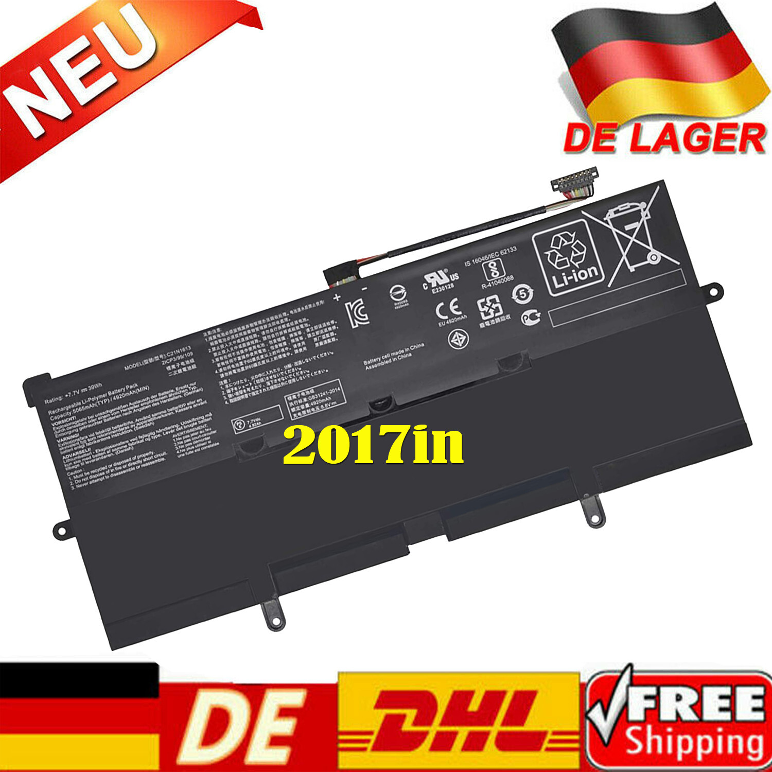 C21N1613 AKKU für Asus Chromebook Flip 302CA-GU006 GU001 GU010 GU011 ...