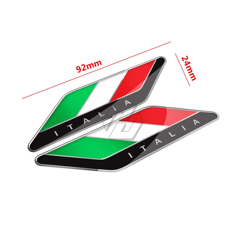 2x ITALIA Flag Side Sticker Emblem Badge Italy Flag for Italian Car ...