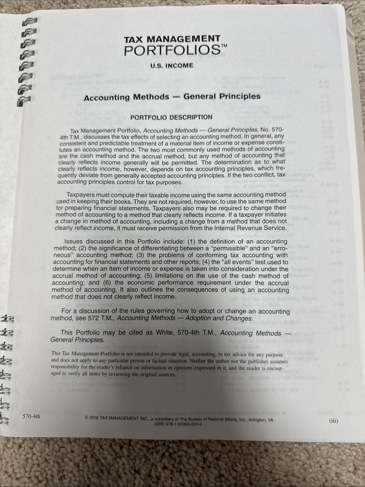 Bloomberg BNA Tax Management Portfolio - Accounting Methods - General ...