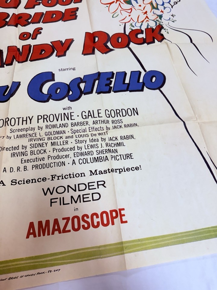 1959 The 30 Foot Bride Of Candy Rock 3-Sheet 41x78 Movie Poster Abbott ...