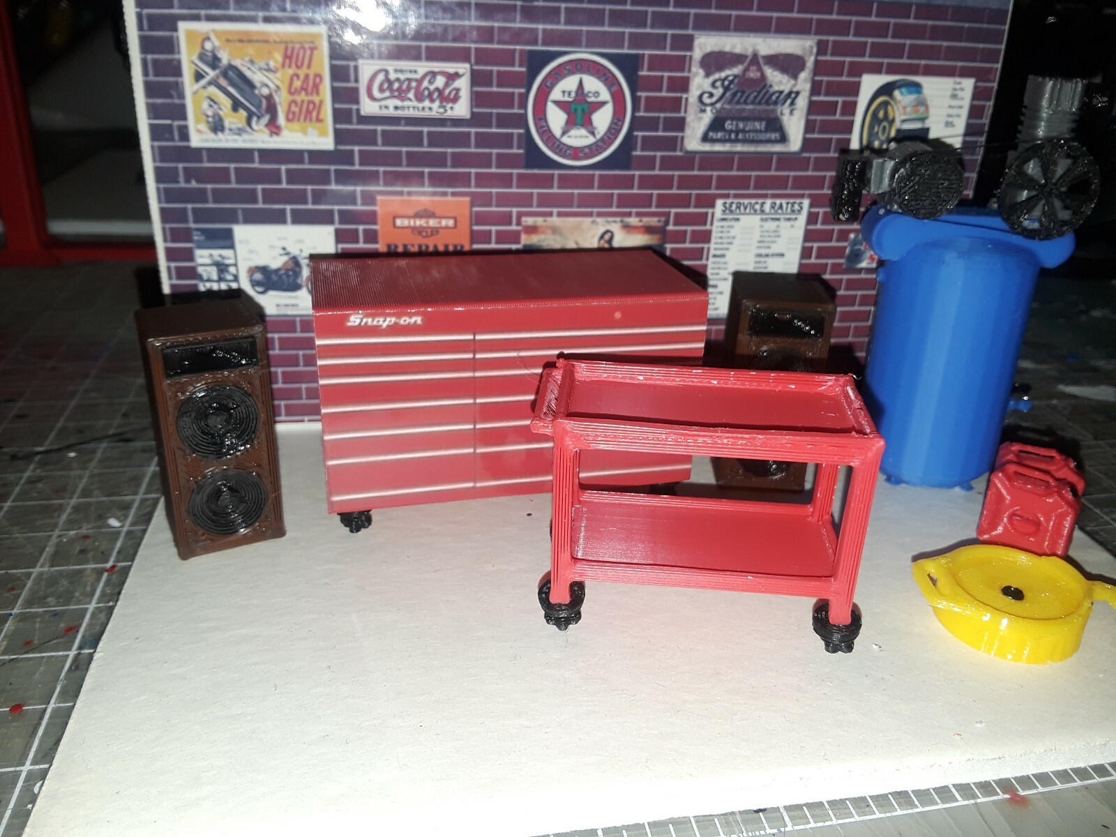 1:24 Scale Tool box, Air Compressor tool cart & Accessories Garage ...