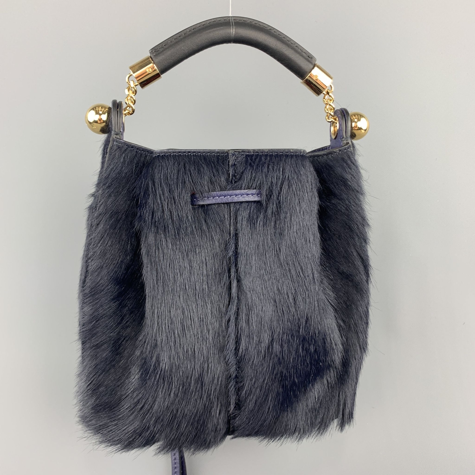 CHLOE Navy Pony Hair GALA Bucket Handbag - Gem