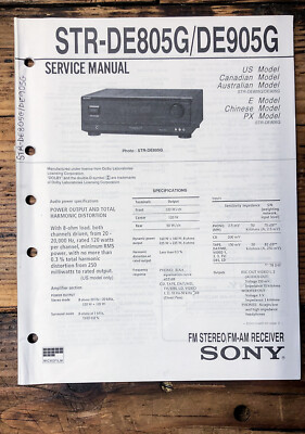 Sony STR-DE805G STR-DE905G Receiver Service Manual *Original* | eBay