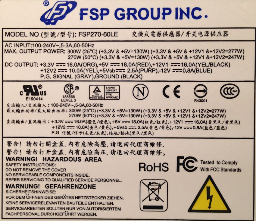PSU for RP-2005-00 RP-2015-00 CN270,Thecus NAS N4100 N4100+ N4100PRO ...