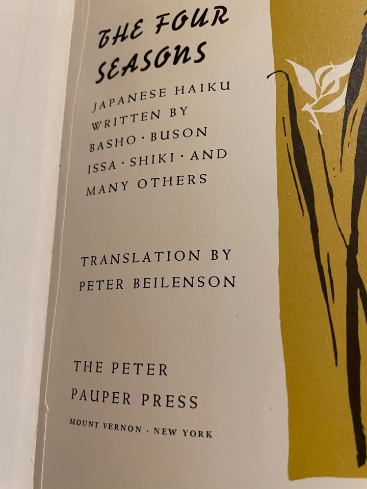 The Four Seasons Japanese Haiku 1958 Peter Pauper Press HC/DJ Vintage ...