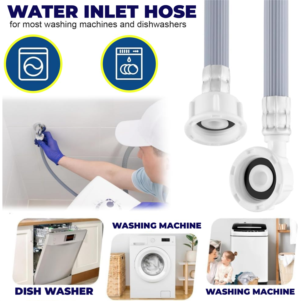 Washing Machine Fill Hose PVC Universal Water Inlet Pipe Extra Long 3m ...