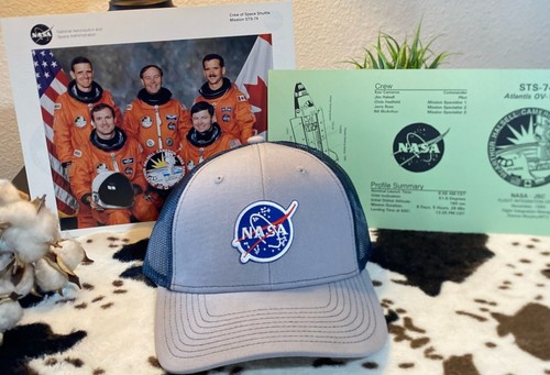 NASA STS-74 Atlantis Crew Photo + Flight Card + Mesh Cap Space Shuttle ...