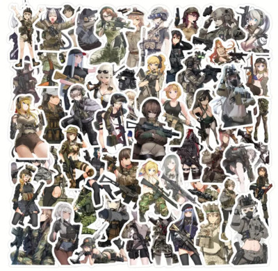 10 Military Anime Women Stickers Sexy Raunchy Army Girls Hot Guns Gun ...