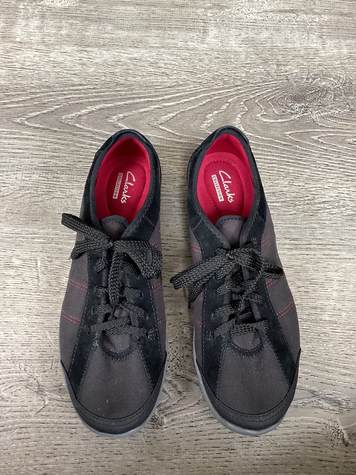 Clarks Collection 13291 Womens Size 6.5 Wide Black Pink Lace Up Slip On ...