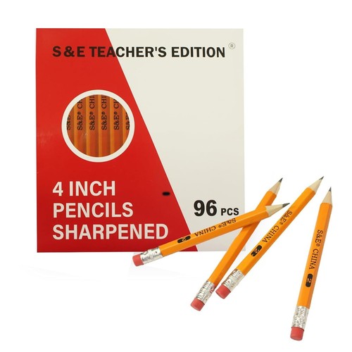 96Pcs Half Pencils with Eraser Tops Golf Pencil Classroom Pew - # 2 HB ...