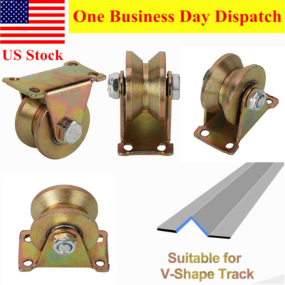 Sliding Gate Caster For V Shape Track 2 inch V-Groove Wheel 4Pcs Steel ...