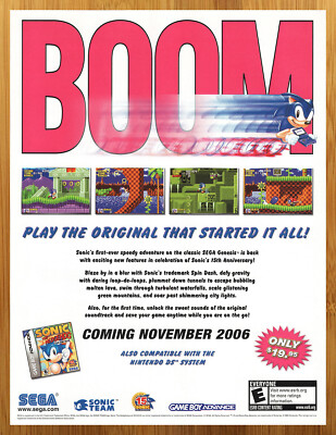 2006 Sonic the Hedgehog Genesis GBA Print Ad/Poster Official Promo Art ...
