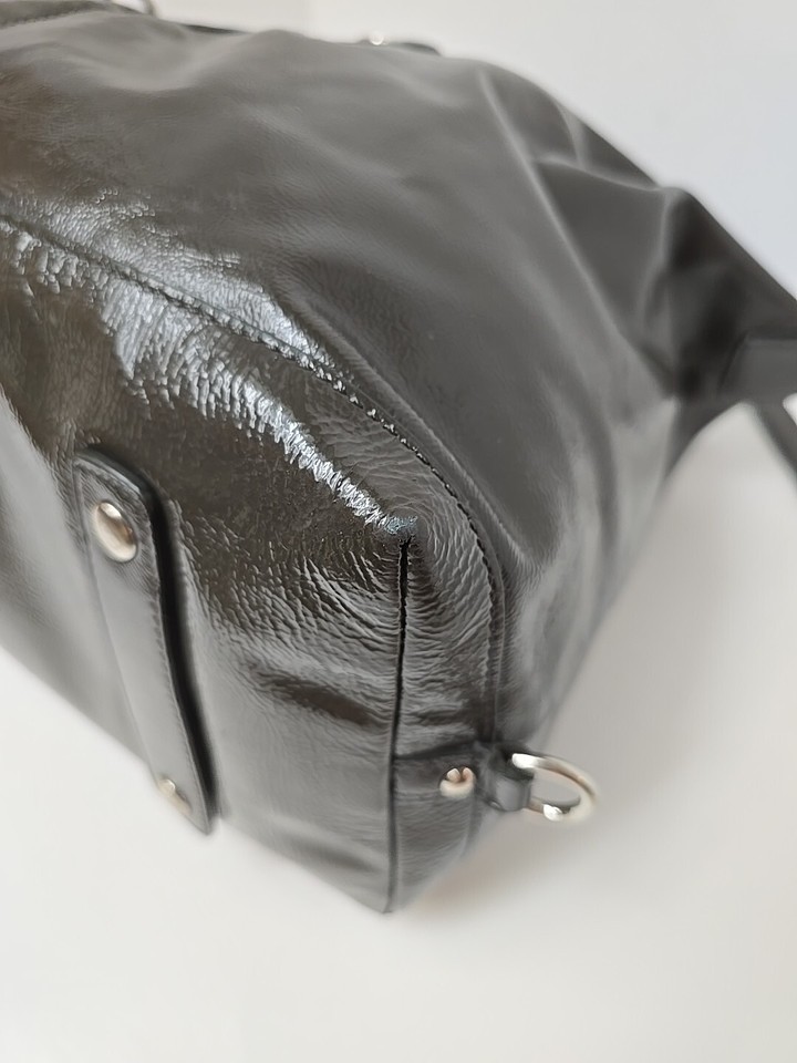 Coach Large Madison Sabrina Gray Patent Leather Satchel Bag Handbag ...