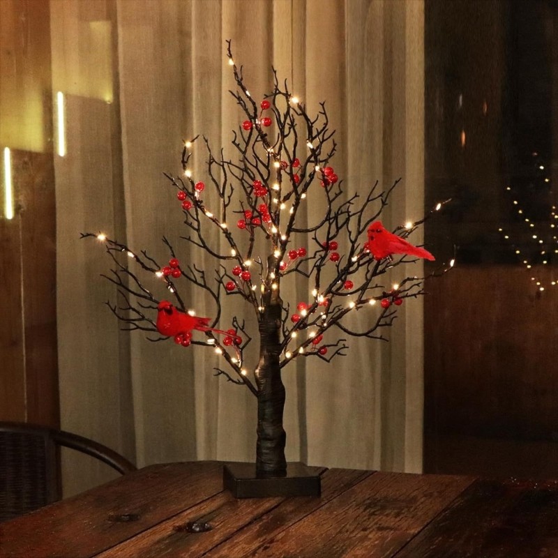Capricious Halloween Tree with Redbirds Ornament Perfect for Tabletop ...