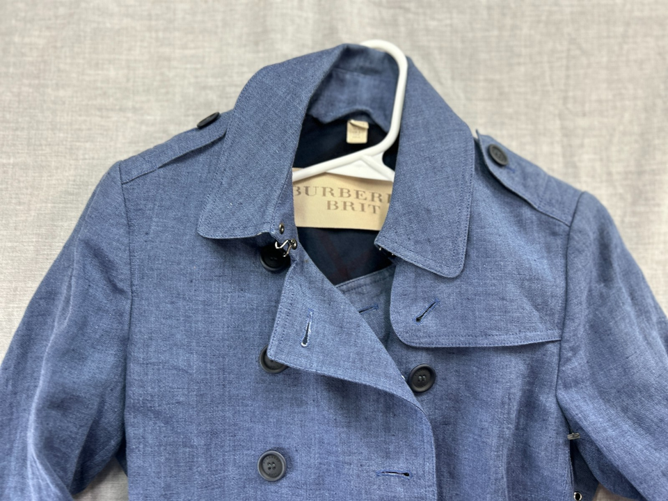 Burberry Brit Trench Coat Women 10 Petite Balmoral Double Breasted ...