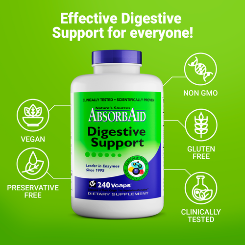 AbsorbAid Digestive Enzymes 240 vCaps, Proven to Increase Vital ...