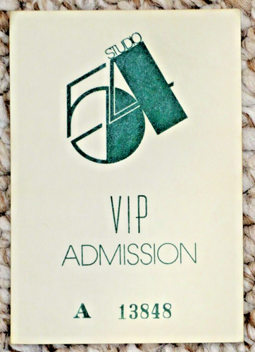 STUDIO 54 ORIGINAL VIP ADMISSION PASS 1980's - NUMBERED (INTERNATIONAL ...