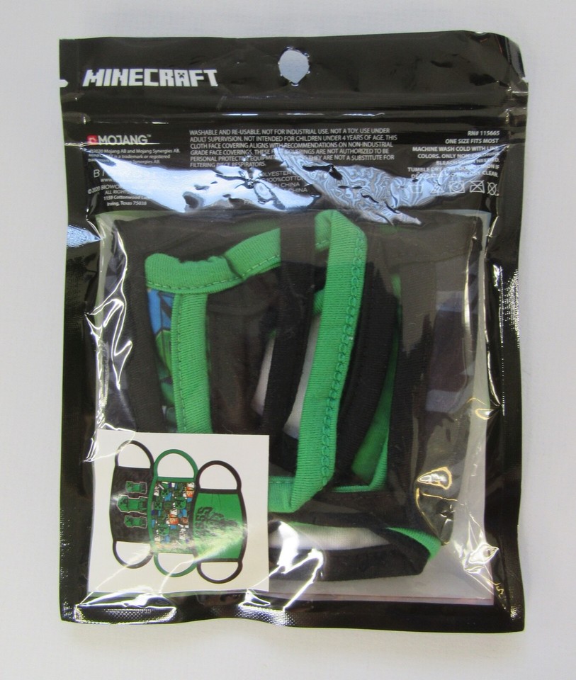 Mojang Minecraft Kids Face Cover 3 Pack | eBay