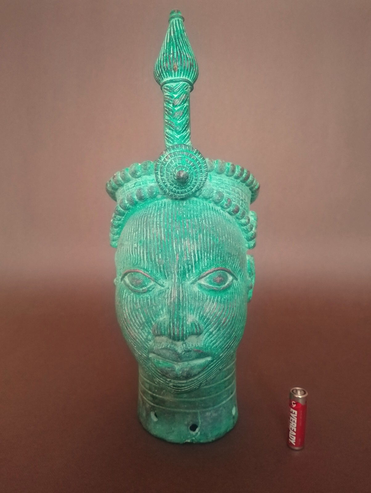 Benin Bronze statue of an Ife princess in ceremonial coral-bead crown ...