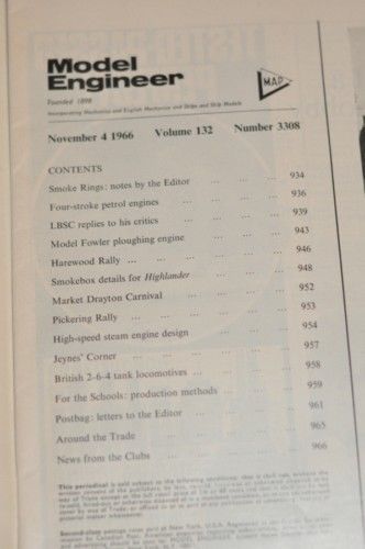 MODEL ENGINEER HOBBY MAGAZINE NOVEMBER 1966 VINTAGE | eBay