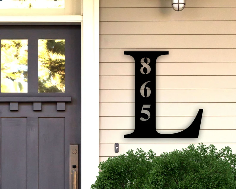 Personalized Letter Address Metal Signs, Monogram Wall Decor, Custom ...