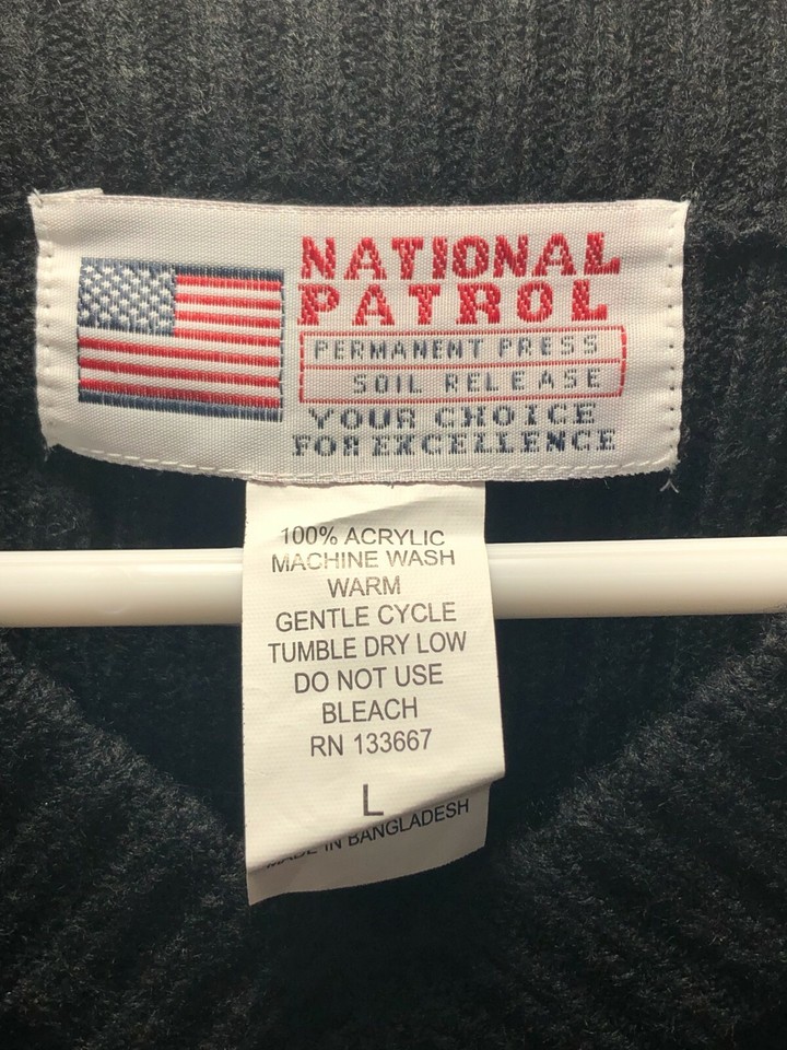 National Patrol U.S Security Assoc. Large Long Sleeve Adult Black V ...