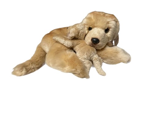 Demdaco Labrador Retriever Plush Momma Dog & Baby Puppy Realistic ...